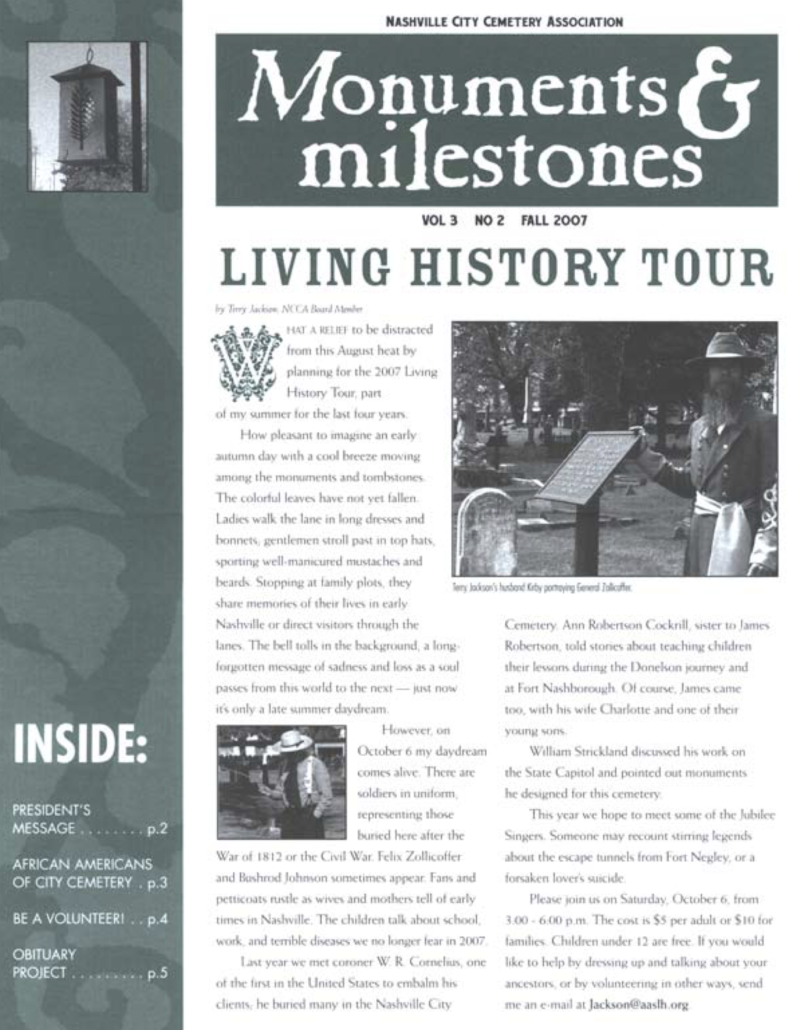 Newsletters - Nashville City Cemetery